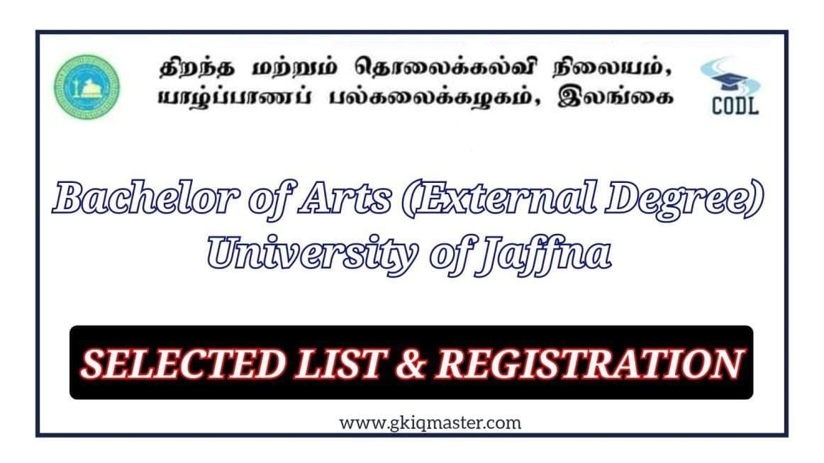 BA External Degree Program - Jaffna University Selected Name List ...