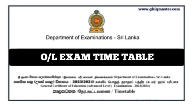 GCE.O/L Exam 2023 (2024) Time Table - MASTER