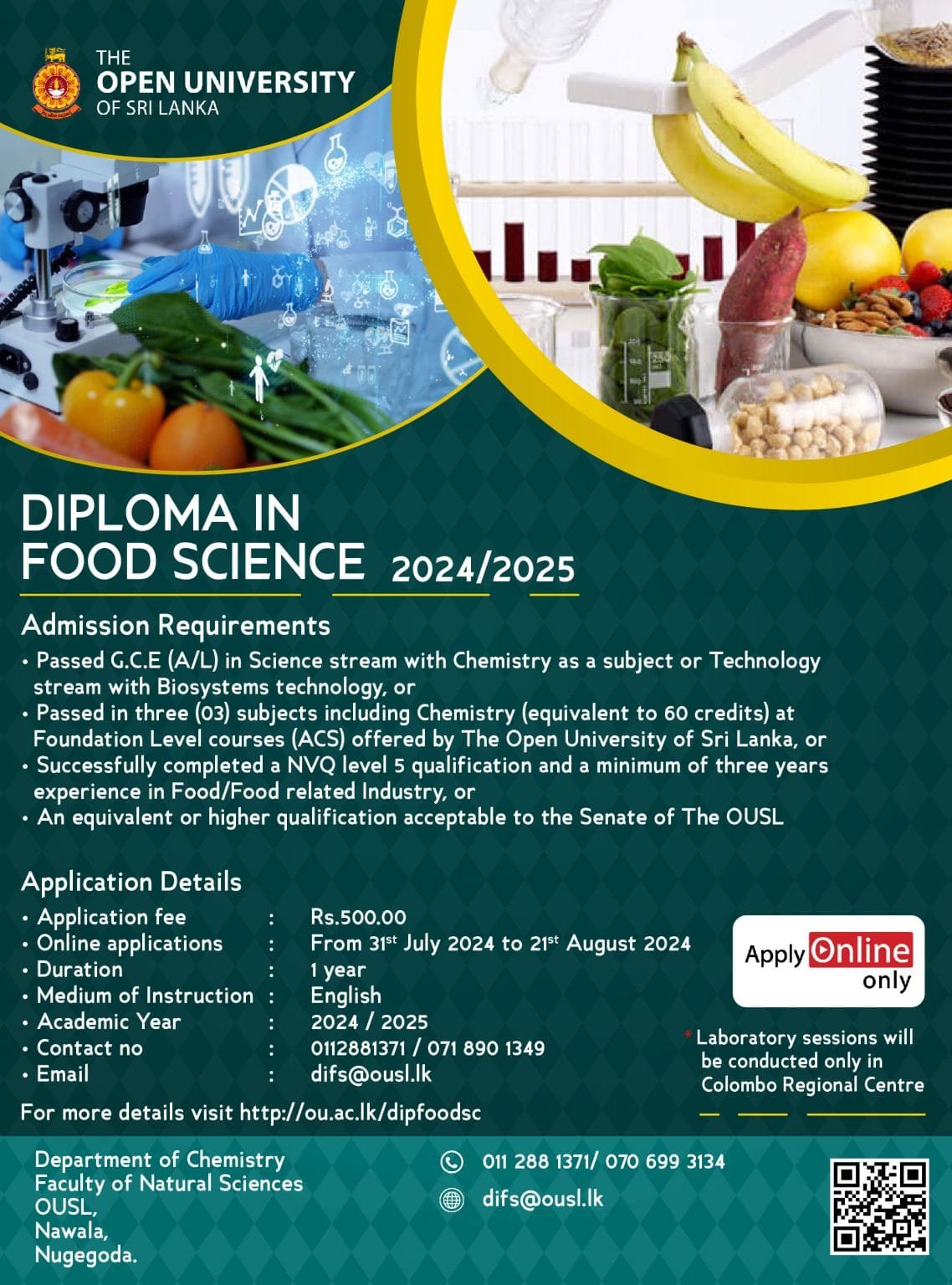Diploma in Food Science - Open University of Sri Lanka - MASTER