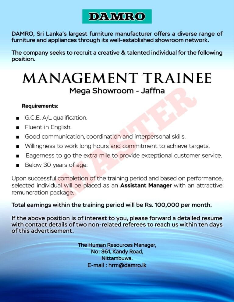 Management Trainee Damro Master