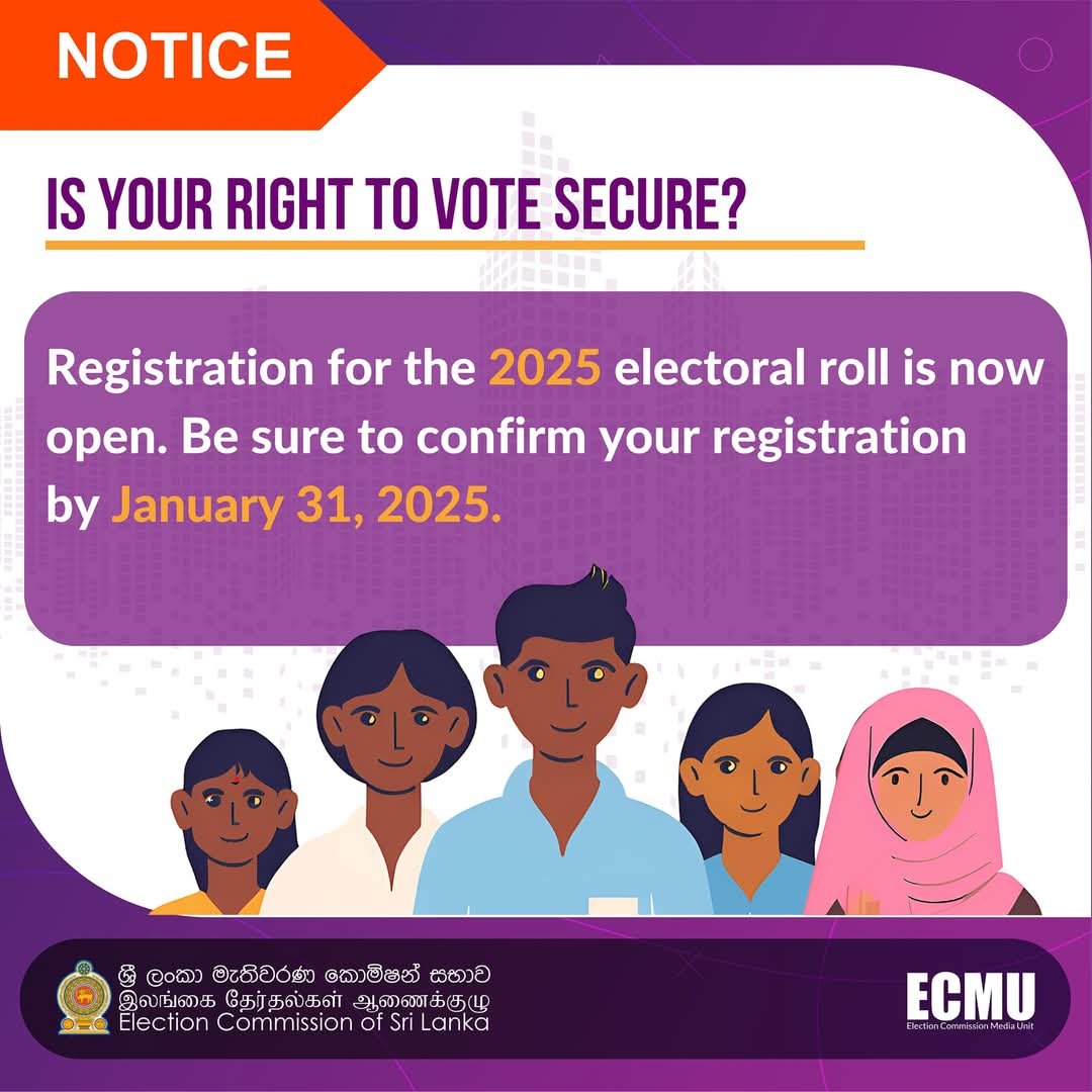 Registration for the 2025 Electoral Roll - Election Commission of Sri ...