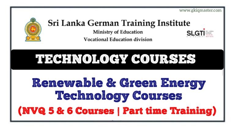 Renewable Energy Technology Courses (NVQ 5 & 6) - Sri Lanka German ...