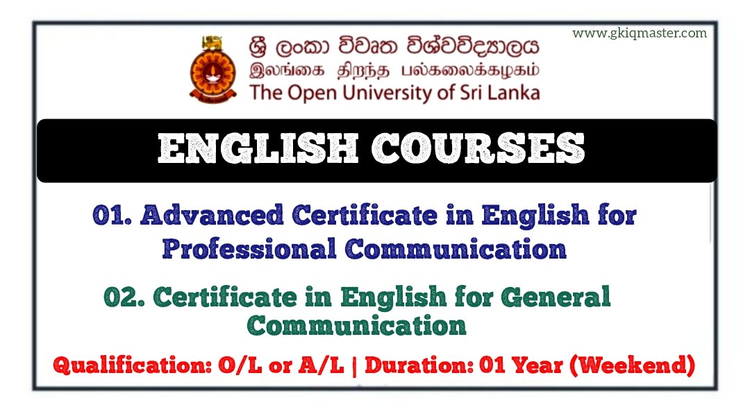 Certificate Courses in English 2025 - Open University of Sri Lanka ...